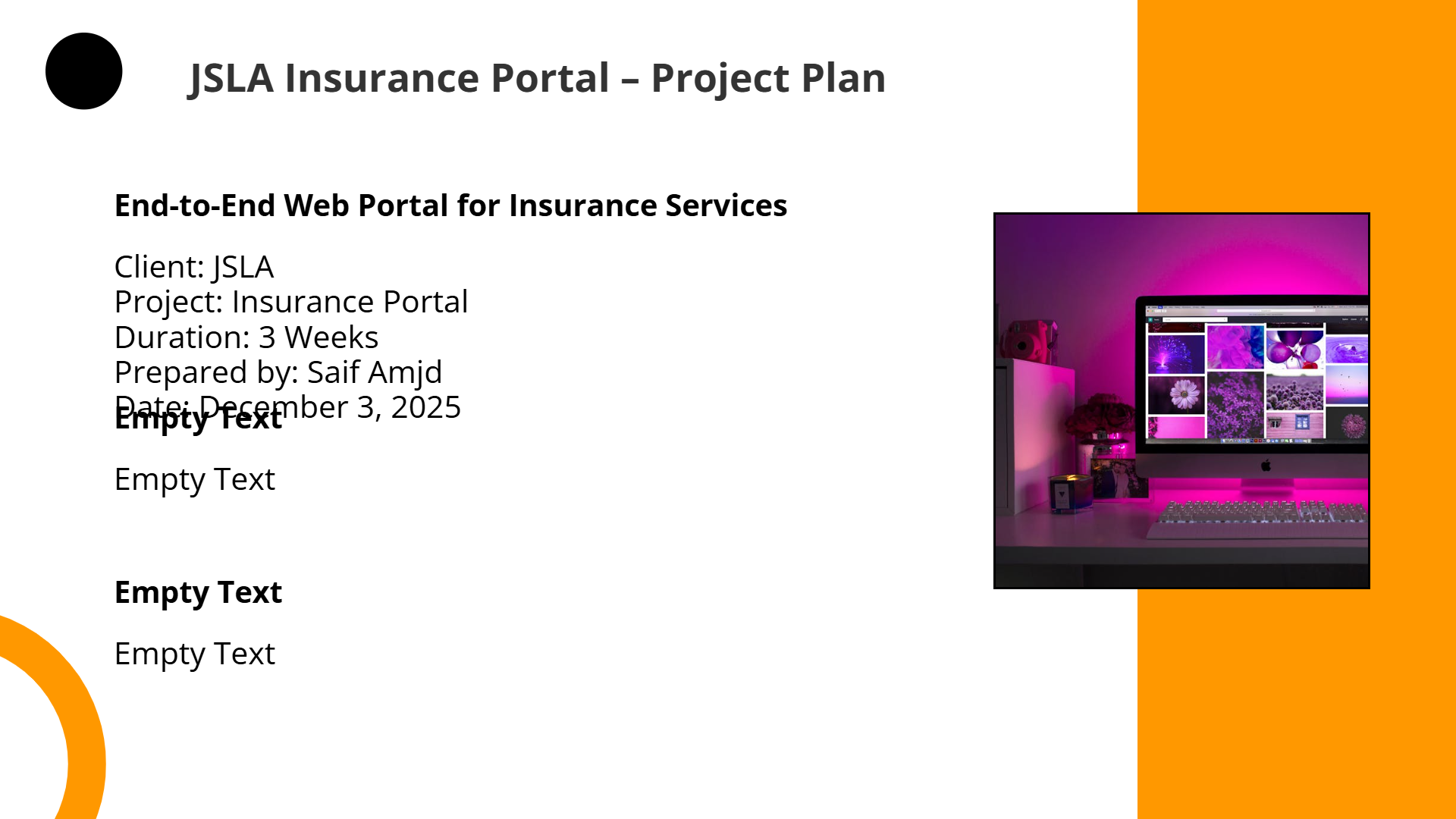 JSLA Insurance Portal – Project Plan | Slidebyslide.ai